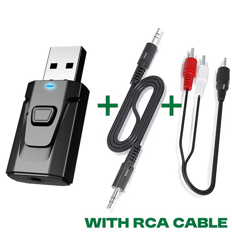 Беспроводной адаптер Bluetooth 5.4 передатчик-приемник аудио с микрофоном, 3.5 мм AUX/RCA для ТВ, ПК, наушников, домашней стереосистемы и автомобиля