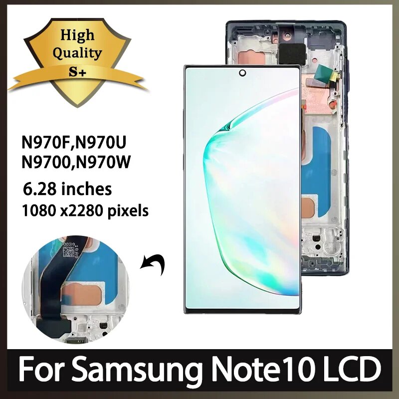 TFT качественный новый дисплей для Samsung Note10 дисплей сенсорный экран дигитайзер для Samsung Note 10 N970 N970F N970FDS N9700 ЖК-дисплей Black With Frame
