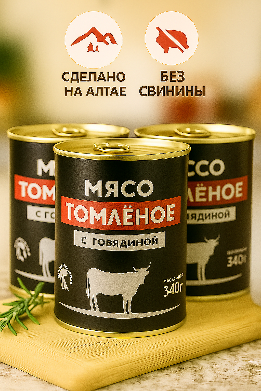 Тушенка мясо томленое из трех видов мяса с говядиной 3 шт*340 г