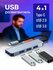 USB Хаб Type-C разветвитель 4 в 1 для MacBook и ноутбуков, алюминиевый USB-конце...