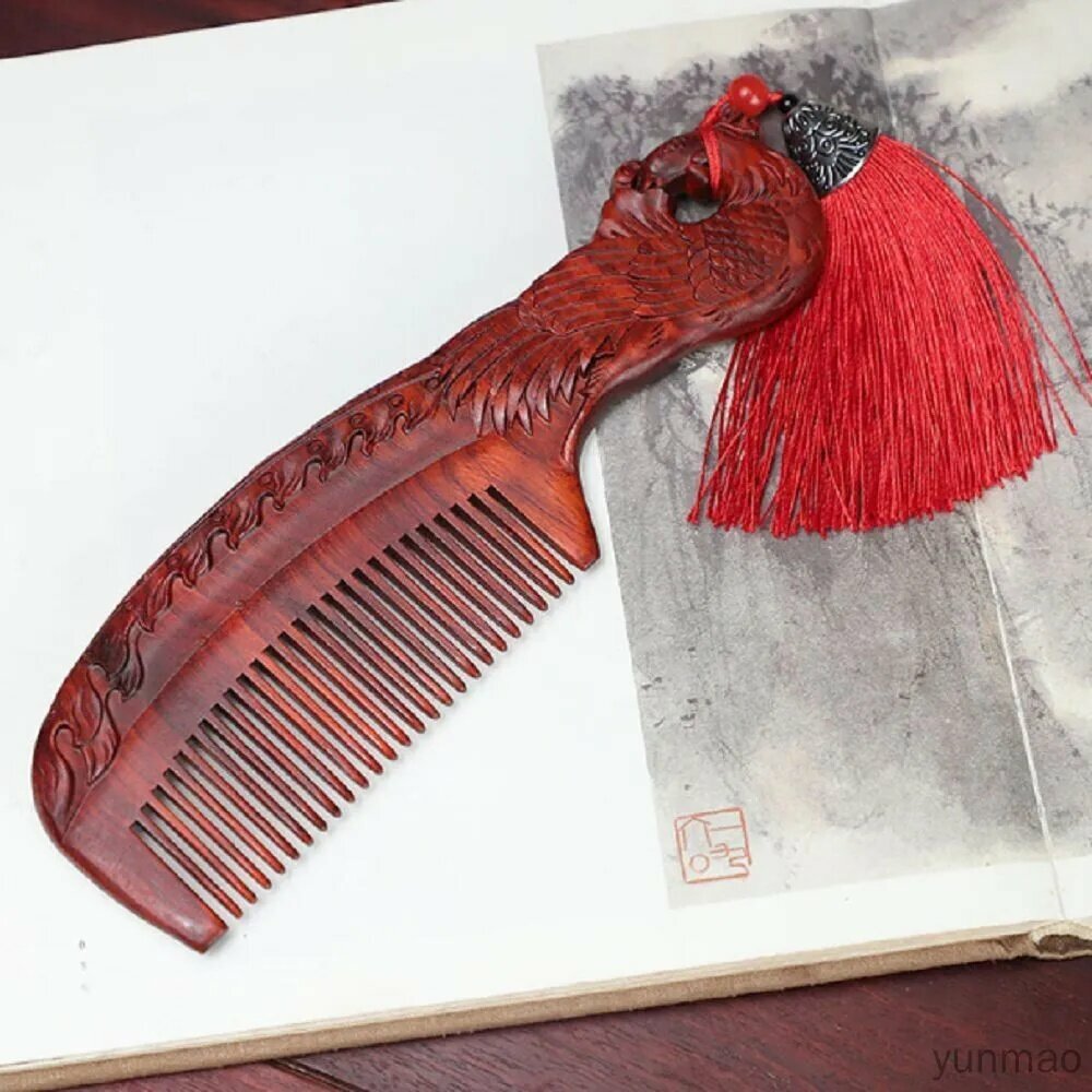 Расческа деревянная "Феникс" Фен-шуй, сандал (18*5.5*1.3 см)
