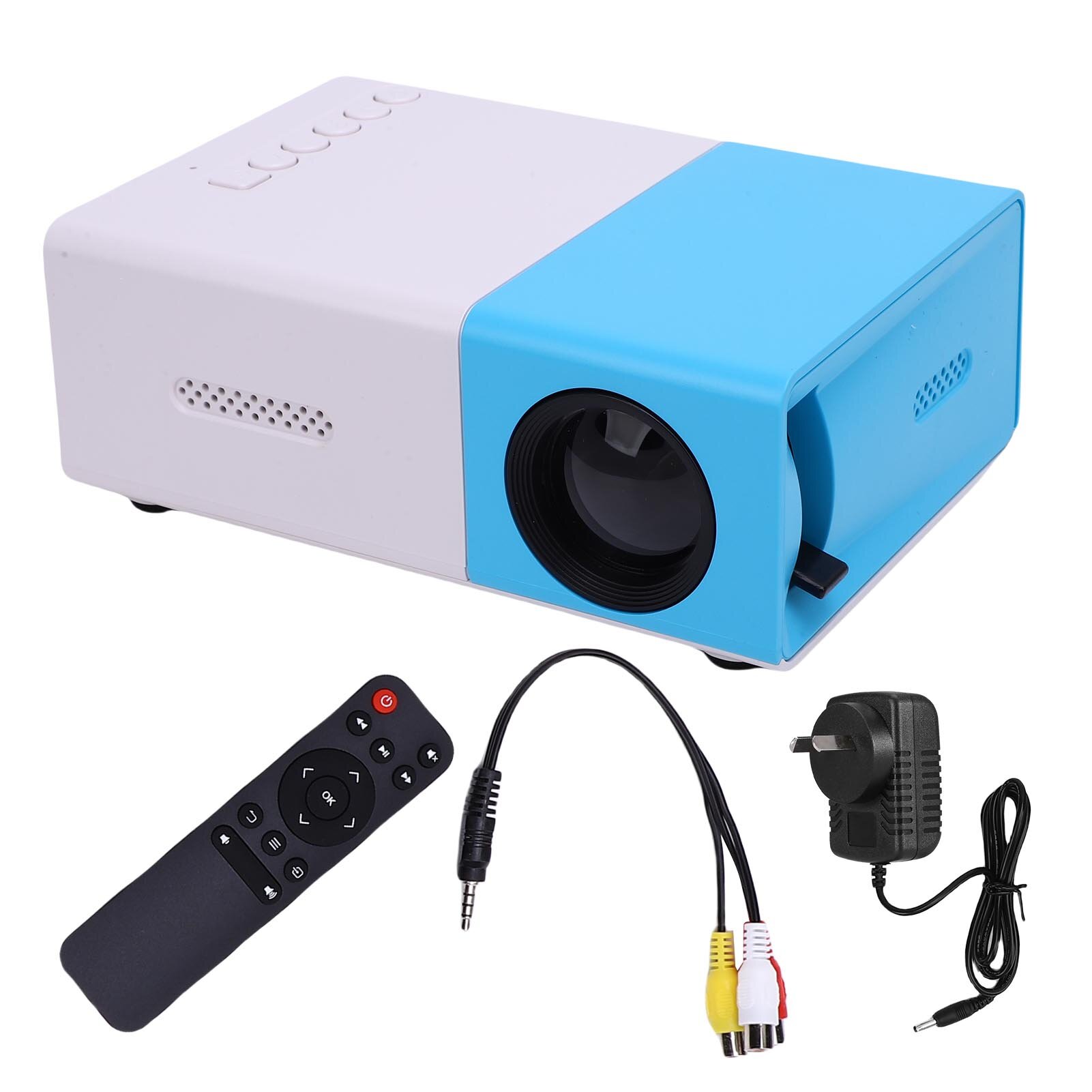 Портативный проектор 1080P HD для домашнего кинотеатра на открытом воздухе, поддержка USB, AV-карт памяти, мультимедийный интерфейс для телефонов и ноутбуков, сине-белый, австралийская вилка.