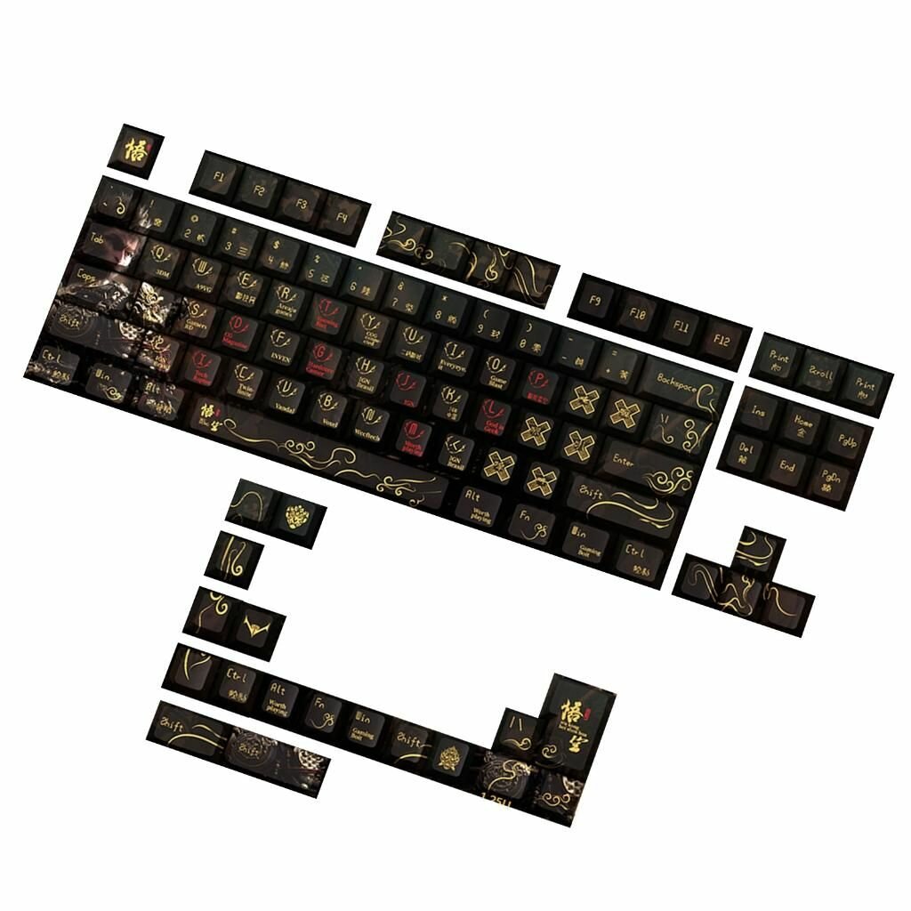105Pcs PBT Кейкапы Black Myth Wukong для Механических Клавиатур