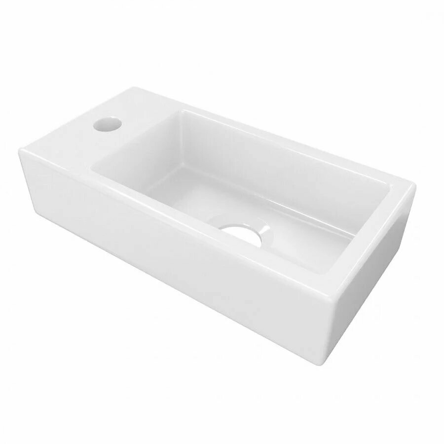 Раковина маленькая в туалет Maretti Aria AR13PD37-844 мини, прямоугольная, без отверстия под смеситель, белая, фарфоровая, 37 см