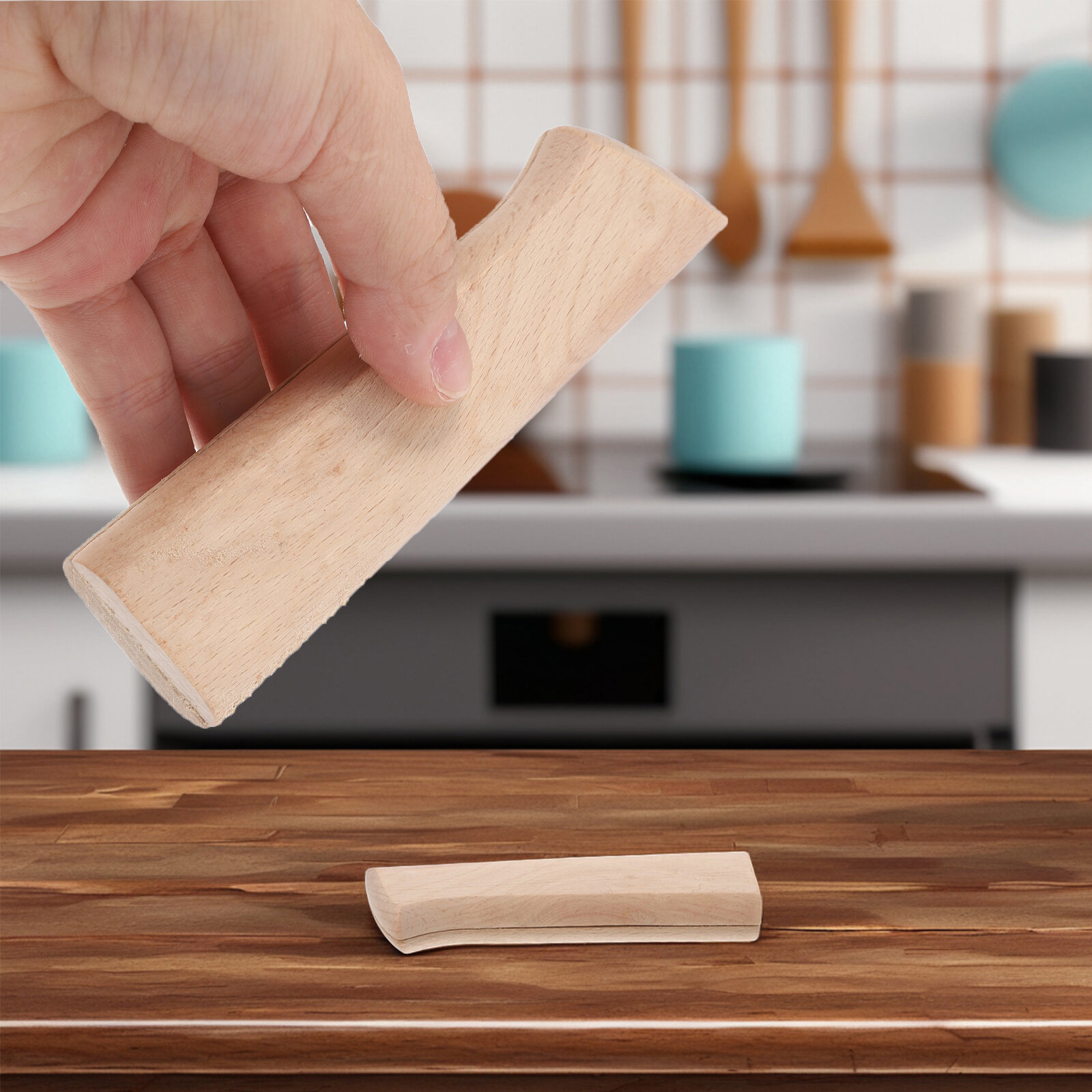 Антискользящие деревянные ручки для кухонных ножей из бука, комплект 2 шт, универсальная замена рукоятки для шеф-повара и домашнего повара, удобный захват и стильный дизайн