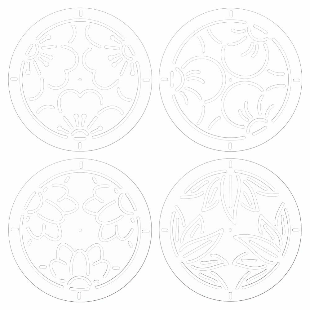 4 акриловых трафарета для сашико 4,5 дюйма, прозрачные круглые шаблоны для рисования цветочных линий на вышивке, набор из 4 шт
