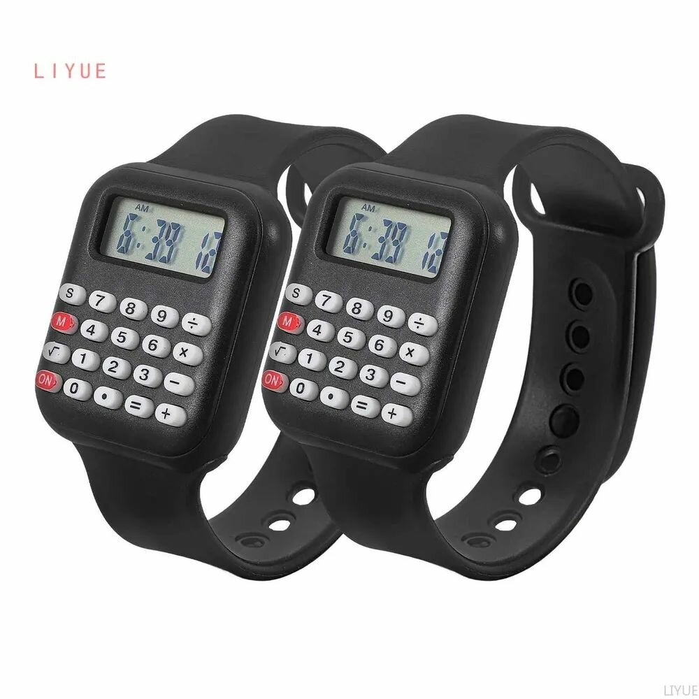 Черные Электронные Часы С Калькулятором, Портативные, Многофункциональные, Для Школы И Ежедневных Активностей, 2 НабораLIYUE