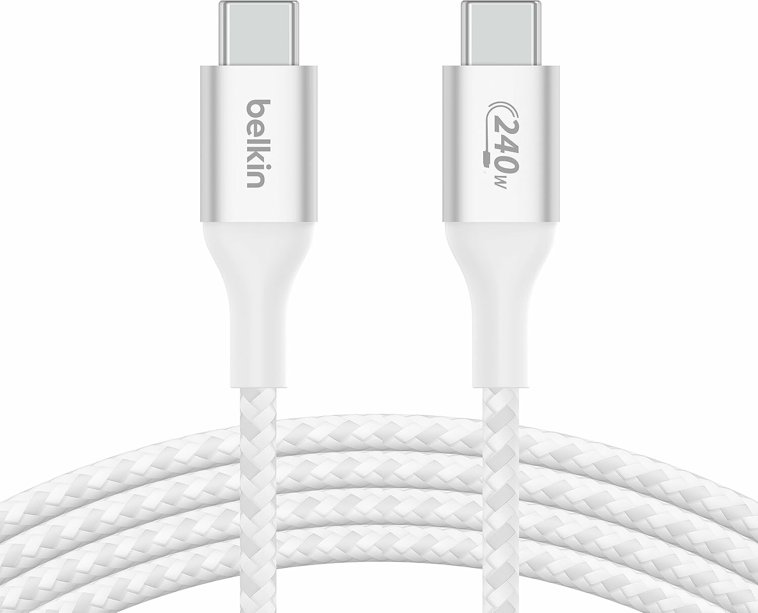 Кабель Belkin BoostCharge 240W USB-C to USB-C 2м Braided Cable Белый