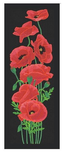 Алмазная мозаика "Маки вертикальные" на подрамнике, 22x66см, цветы М-508