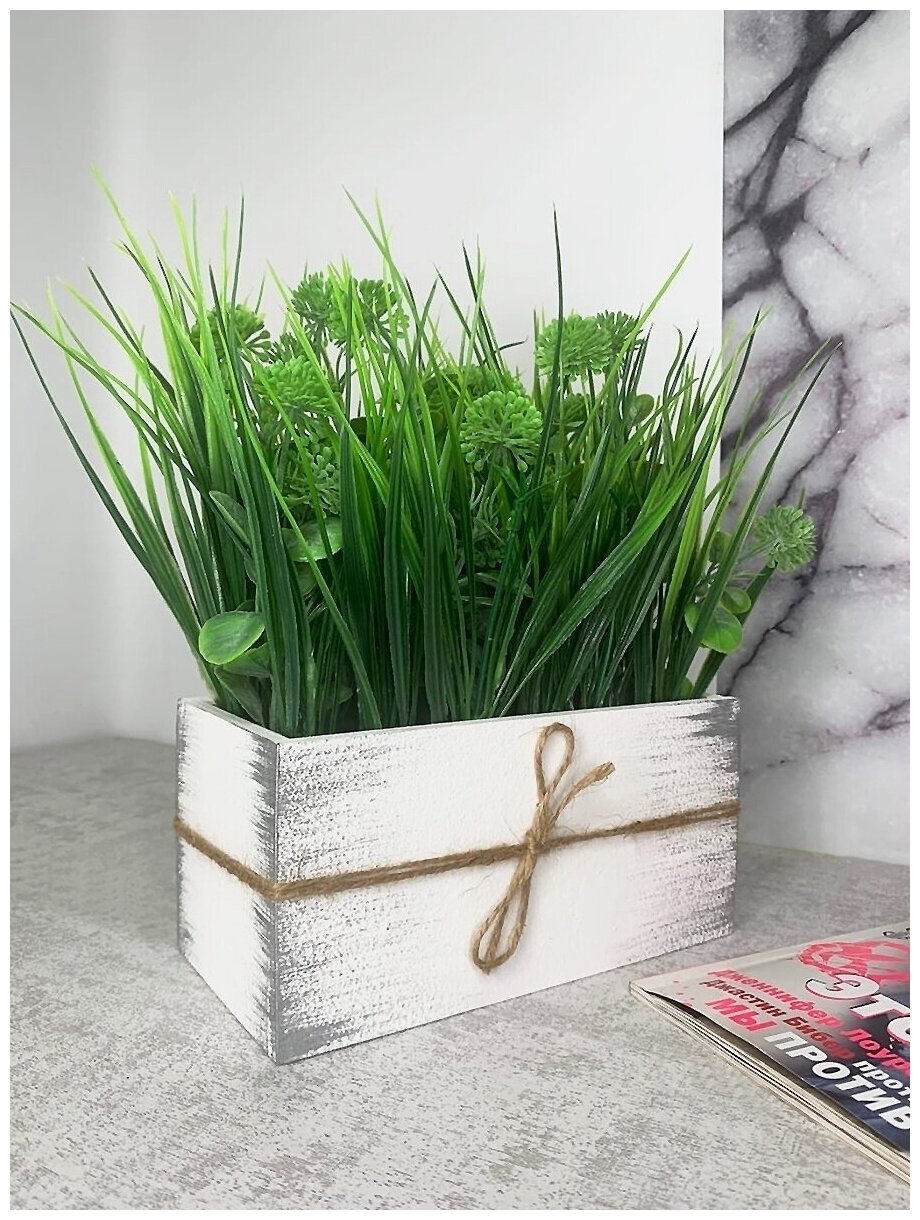 Искусственная осока в ящике для дома и офиса, ПоДар. Ок Home