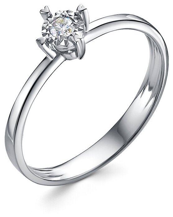 Кольцо помолвочное, белое золото, 585 проба, родирование, бриллиант