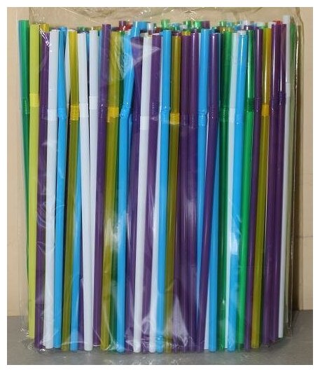 Трубочки с изгибом 210мм 5мм цветные, ПП (250 шт/упак, 12 000 шт/кор)