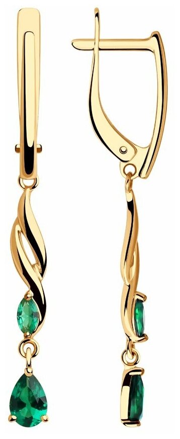 Серьги с подвесками, красное золото, 585 проба, фианит