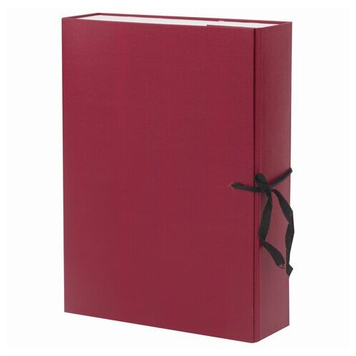 Короб архивный А4 (240х330 мм), 70 мм, 2 завязки, бумвинил, до 600 листов, бордовый, BRAUBERG, 122036