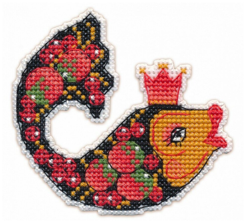 Набор для вышивания Овен #1447 Магнит "Рыбка", Счетный крест, 8.8 x 8.1 см