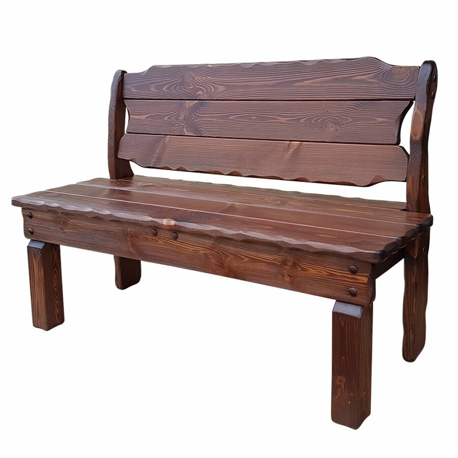 Лавка со спинкой Добряк, деревянная, длина 140см, ширина 52см, высота 46см, коричневая