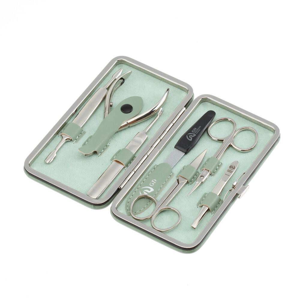 Маникюрный набор GD, 7 предметов, футляр искусственная кожа, фактура гладкая, цвет зеленый (2171GRSM)