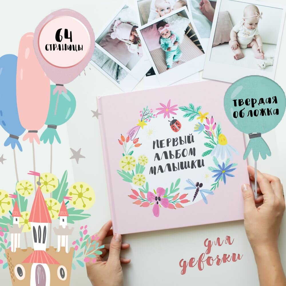 Первый фотоальбом малыша/ Детский альбом для новорожденного, для девочки