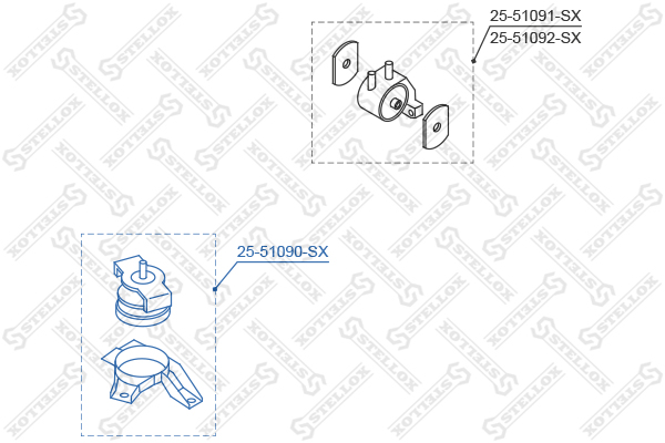 Подушка ДВС Hyundai Getz 1.1-1.6 02> прав Stellox 25-51090-SX