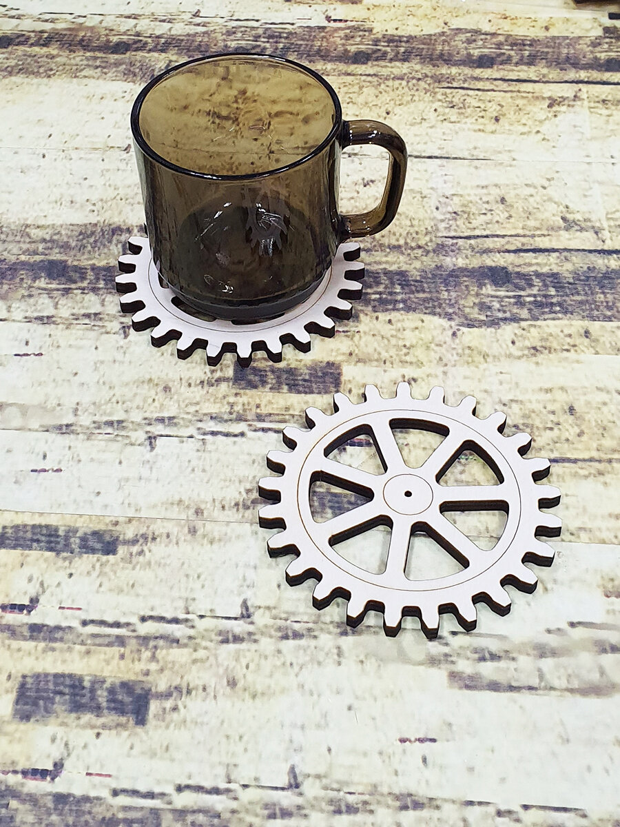 Деревянные заготовки / Декупаж, деревянная заготовка для творчества Добрый мастер "Подставка" шестерня d 10см, толщина 6мм (2шт)