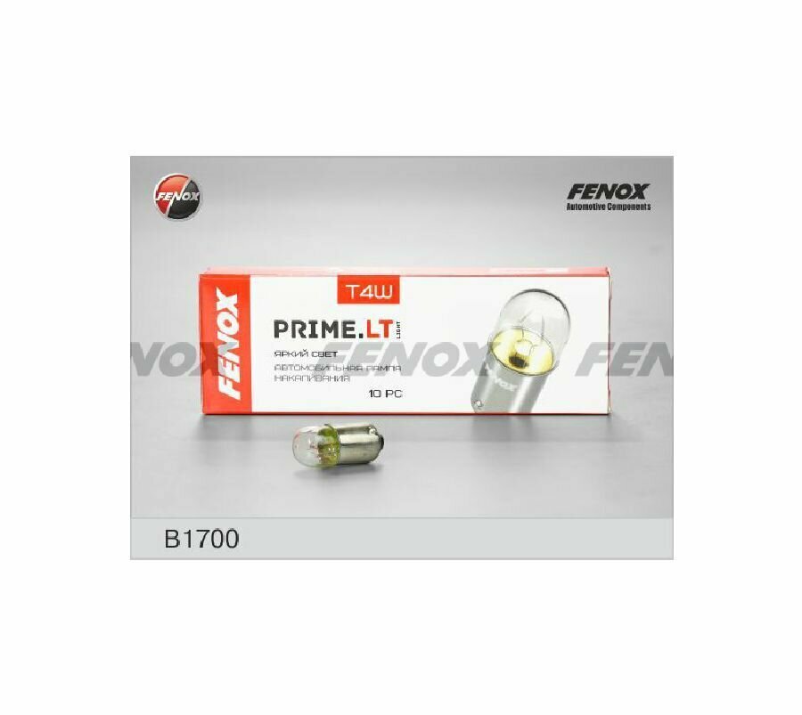 Лампа накаливания сигнальная T4W BA9s 12V 4W 2300K PRIME.LT картон цена за 1шт, FENOX B1700