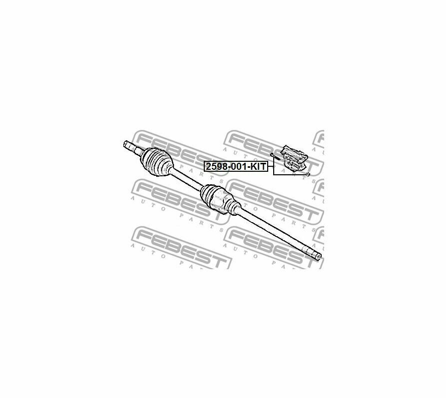 Болт опоры подвесного подшипника, комплект, FEBEST 2598001KIT