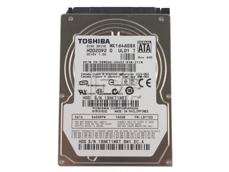 Жесткий диск Toshiba MK1655GSX 160Gb 5400 SATAII 2,5" HDD
