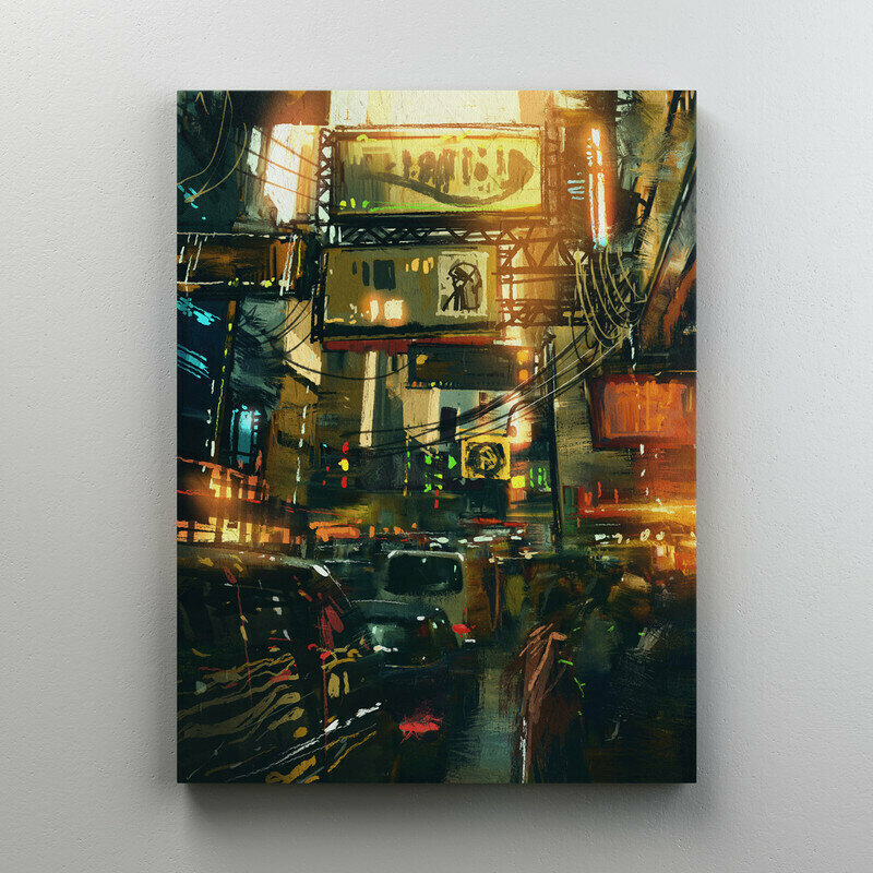 Интерьерная картина на холсте "Пробка в городе" размер 30x40 см