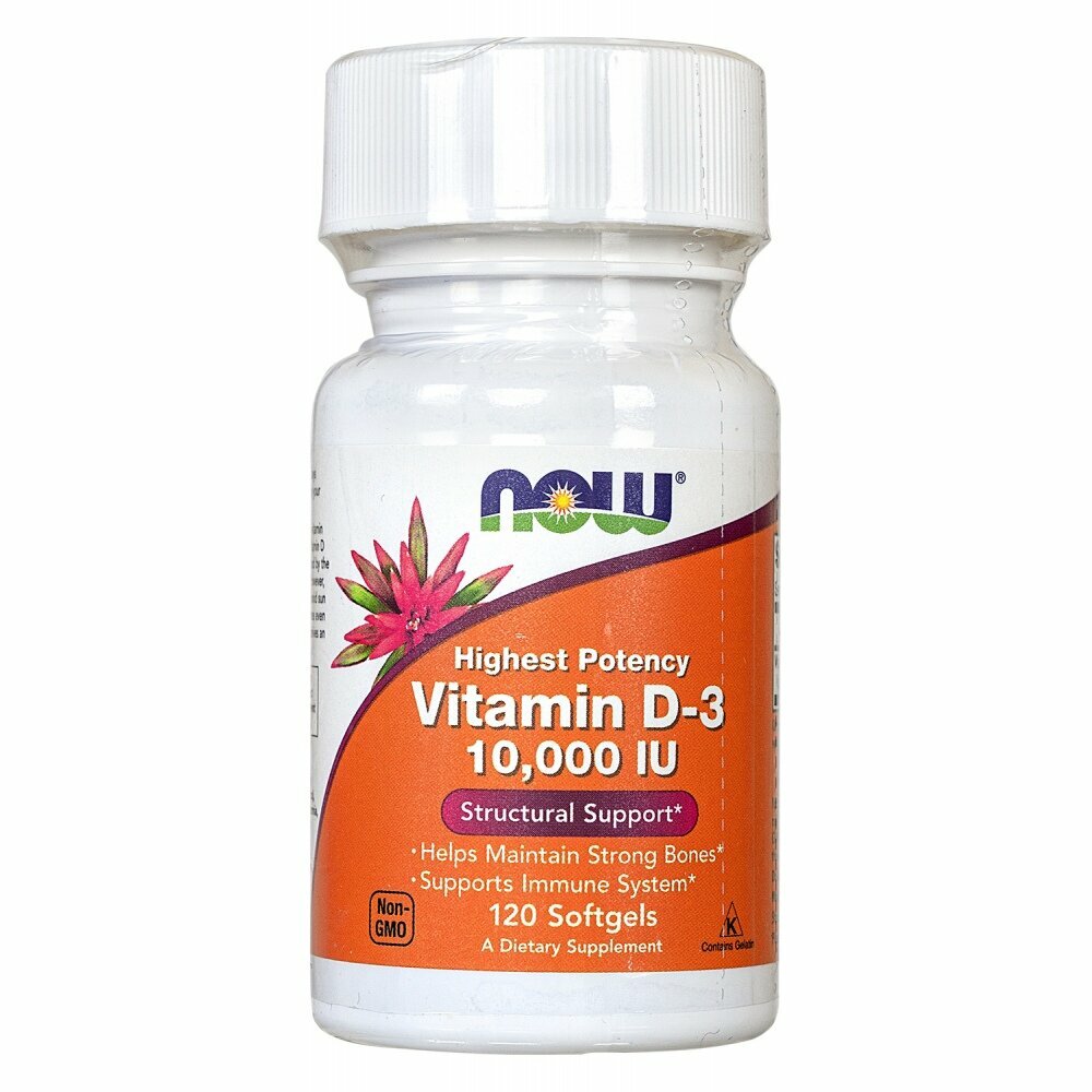 NOW Vitamin D-3, 10000 IU / 120 капсул гелевых