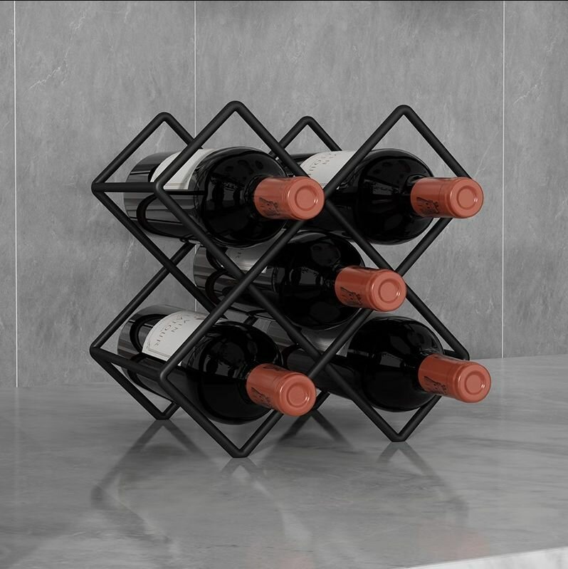 Держатель для бутылок вина, подставка для 6 бутылок черная