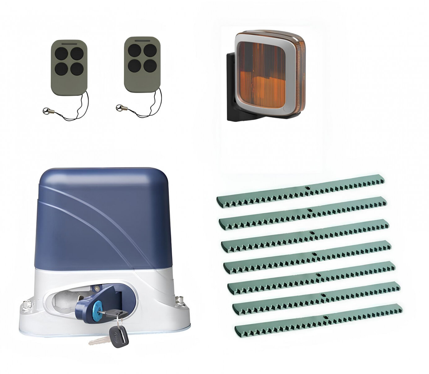 Автоматика для откатных ворот KSL-800 KIT-L2K7, комплект: привод, 2 пульта, лампа, 7 реек