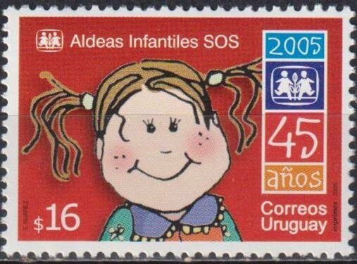Почтовые марки Уругвай 2005г. "45 лет Детской деревне - SOS" Дети MNH