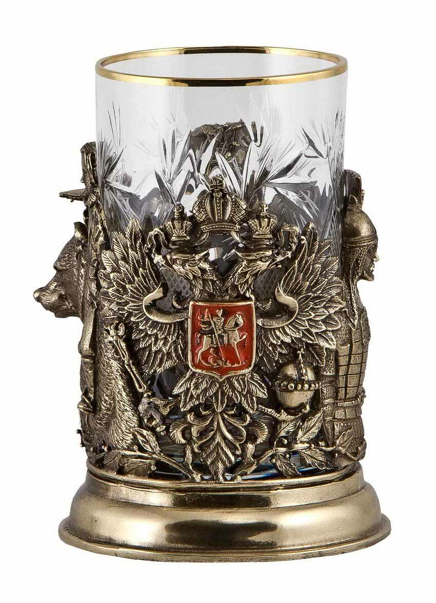 Подстаканник "Россия" (стакан - хрусталь с золотым ободком, картонный футляр) ПДКО-328У
