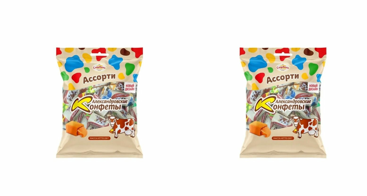 Александровские конфеты Коровка Сливоная с семечками, 250 г, 2 уп