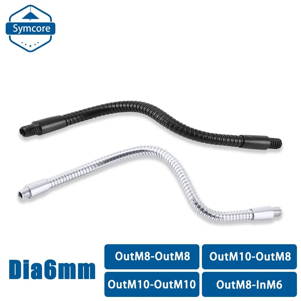 Светодиодный змеевик Symcore 6мм 10/15/20/25/30см из хромированного железа OuterM10-OuterM10, 20cm Black