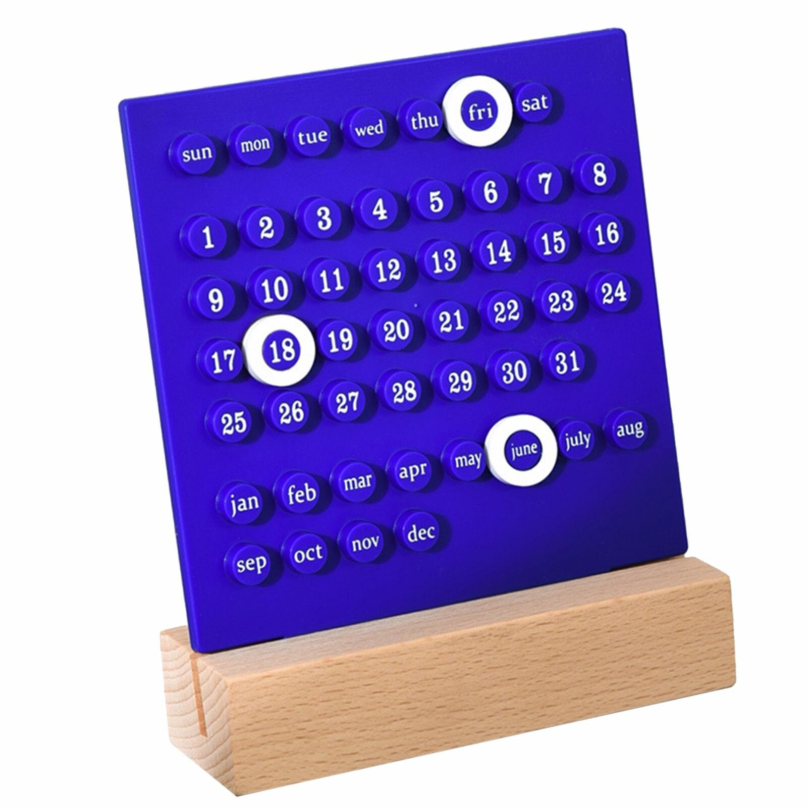 Деревянный детский календарь DIY для развития навыков планирования, голубой