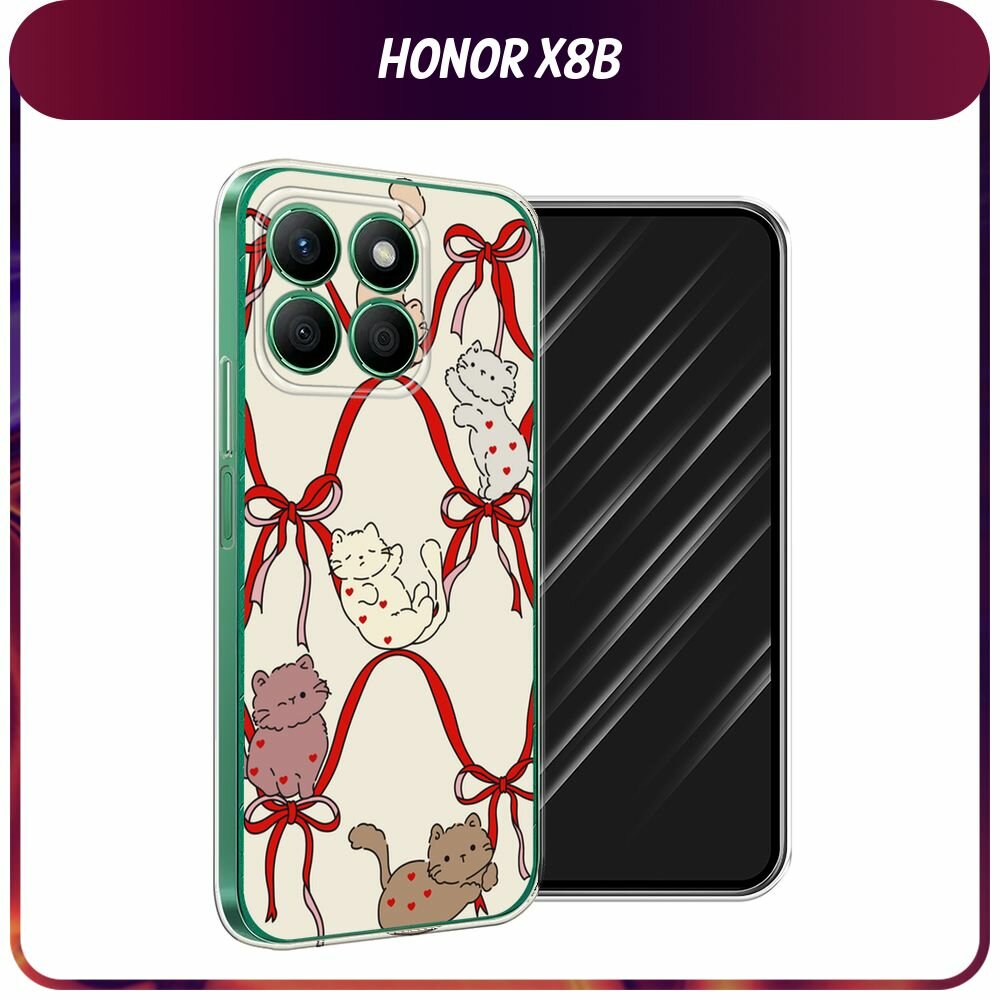 Чехол на Honor X8B / Хонор X8B с принтом "Котики в ленточках 1"