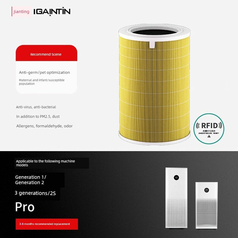 Совместимый фильтр Jian Ting для очистителя воздуха Xiaomi 2S 123 поколения 4 PRO H Mijia 5S, фильтр 4Lite [1/2/3