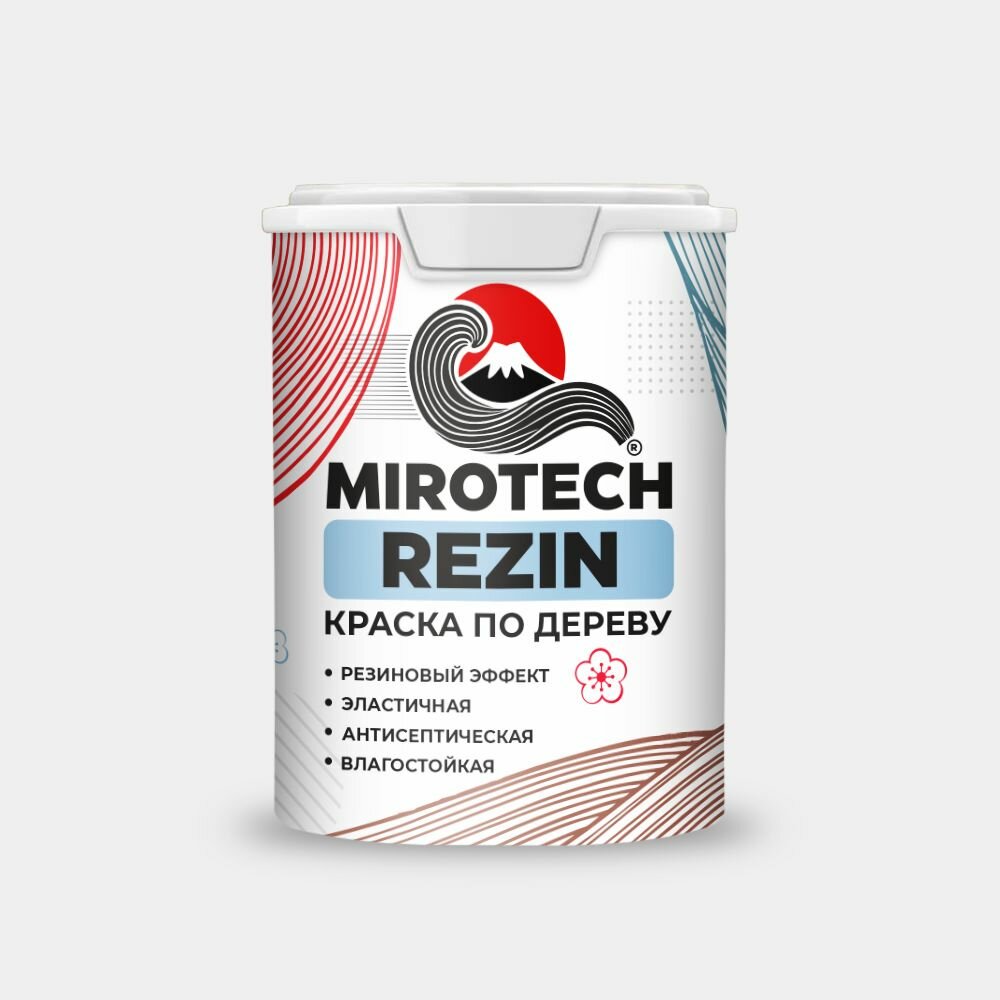 Резиновая краска для дерева MIROTECH REZIN для внутренних и наружных работ, быстросохнущая износостойкая, полуглянцевая, бирюзовый прибой, 2 кг