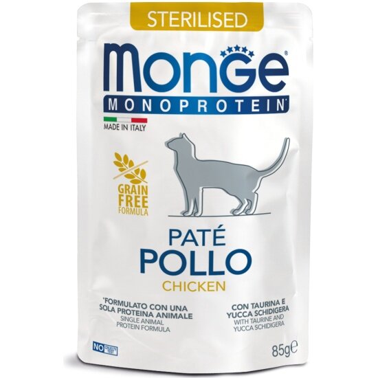 Корм влажный Monge Cat Monoprotein для стерилизованных кошек, из курицы 85 г