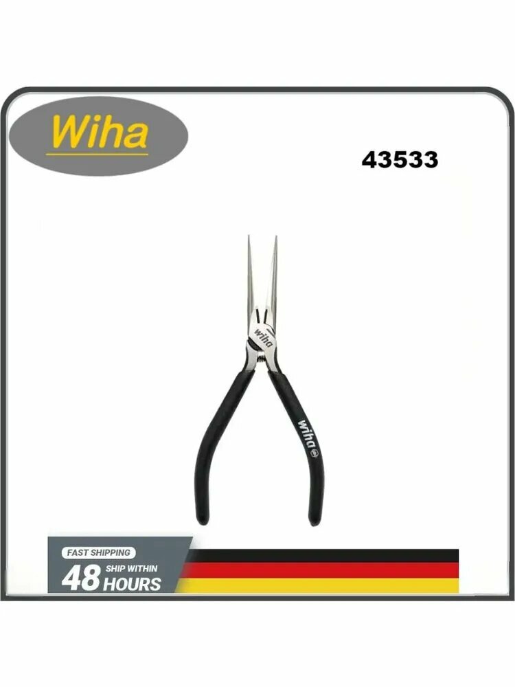 Wiha 43533, Плоскогубцы Black Forest Classic с заостренным носом 160 мм, Многоцелевые плоскогубцы электрика, Ручной зажимной инструмент, Ножницы для резки и зачистки