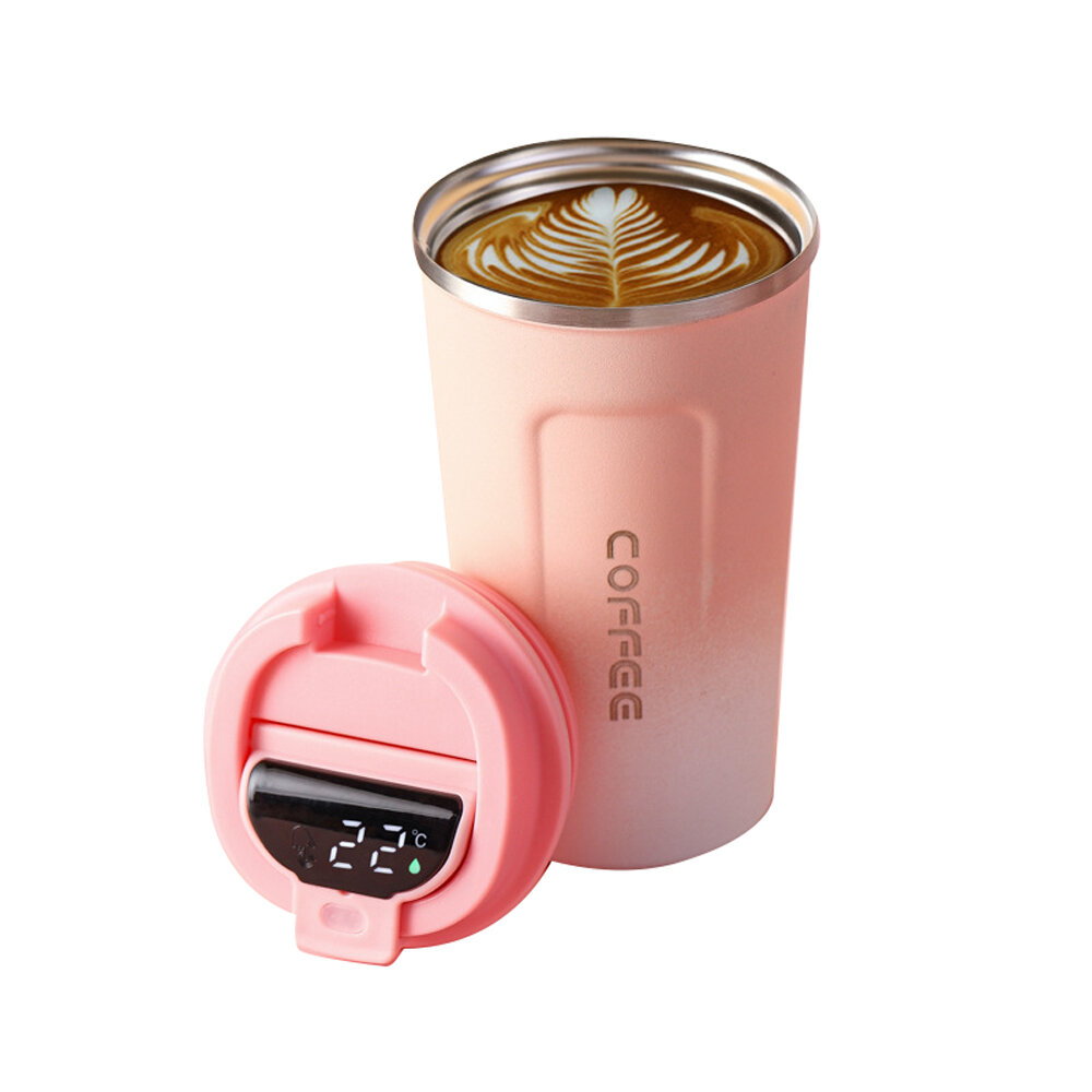 Smart Double Wall Coffee Mugs Stainless Steel Insulated Cup with Lid, Temperature Display for Hot/Ice