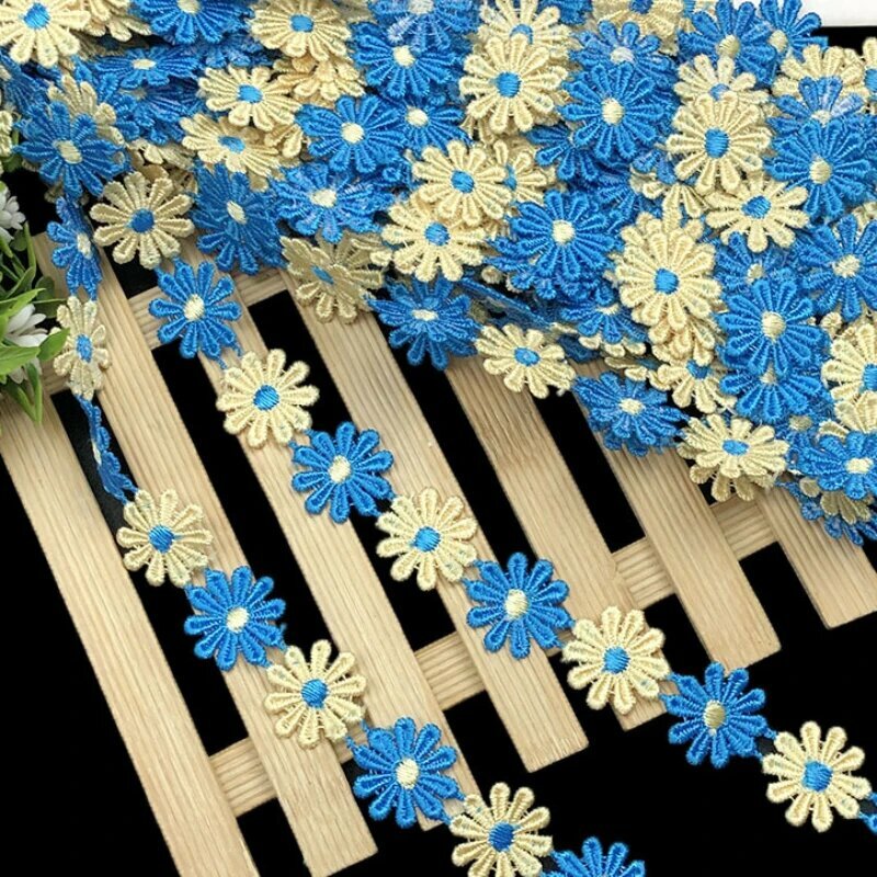 Цветное кружево для рукоделия 2,5 см Синий, Yellow Lake Blue