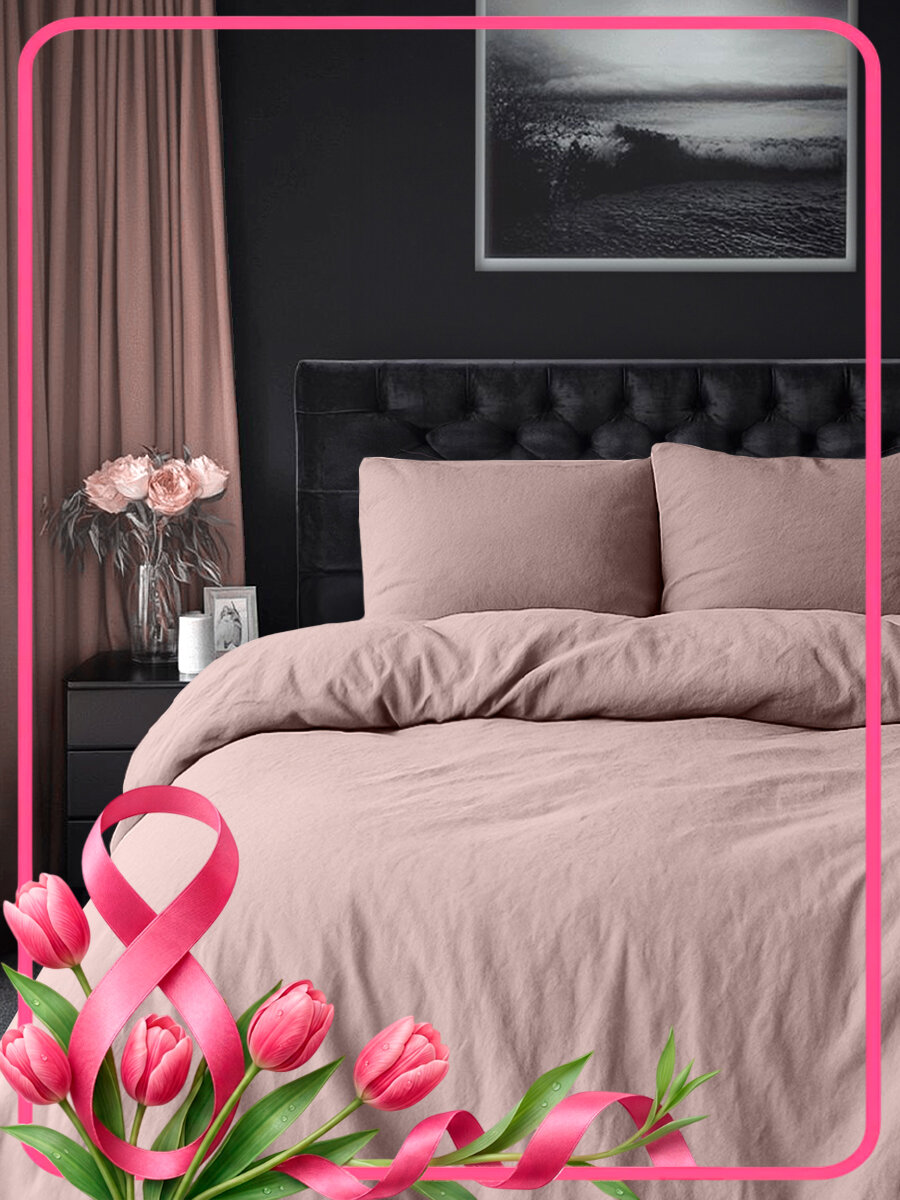 Постельное белье The Дом Евростандарт, Полисатин, Вареный, Пион