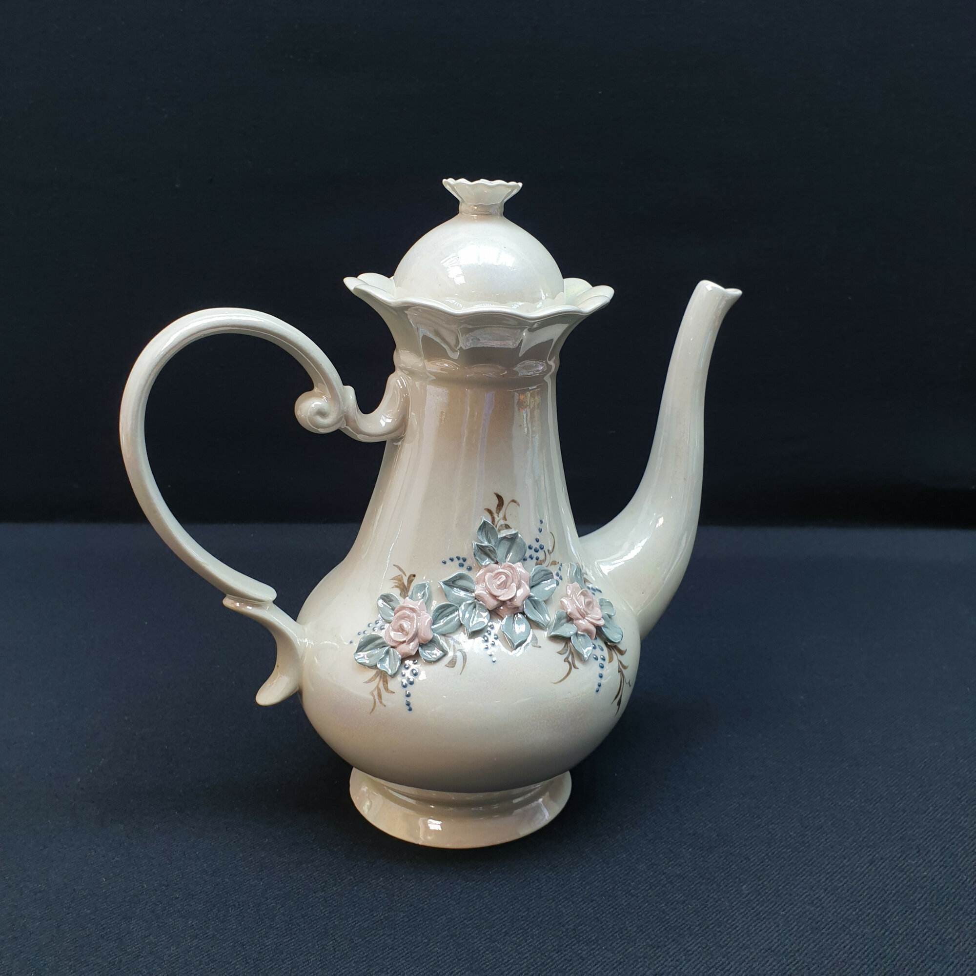 Кофейник, керамика лепнина 1.3 л, винтаж СССР