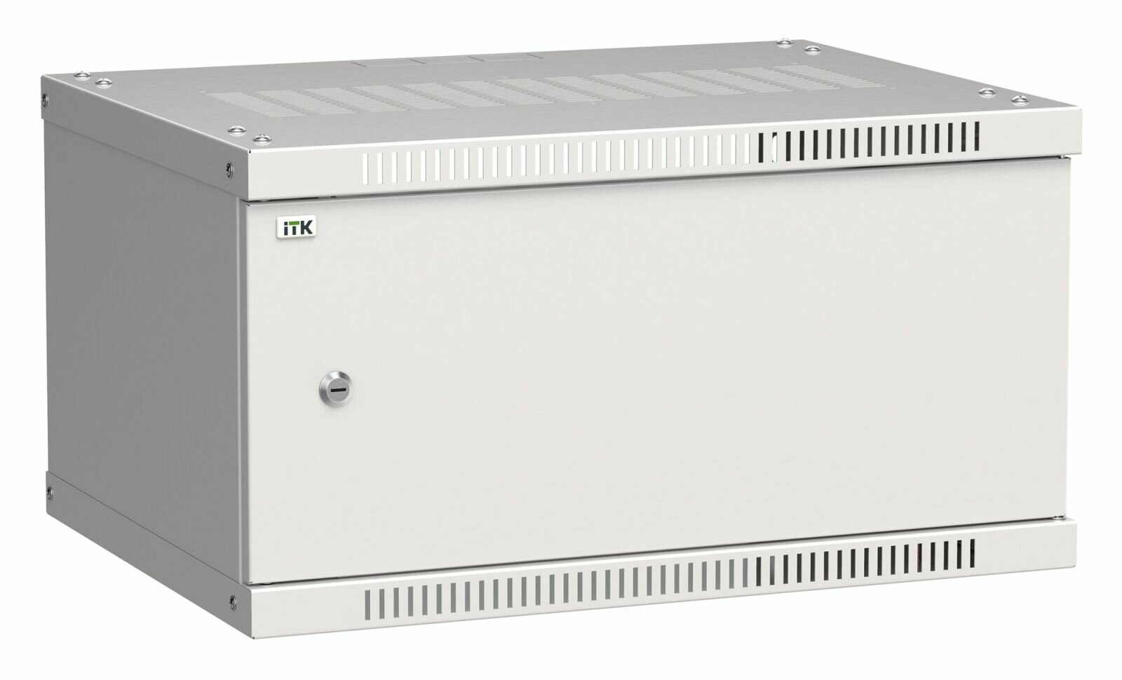 Шкаф коммутационный ITK Linea WE, настенный 6U, 600х450 мм, передняя дверь металл 50 кг, серый, 400 мм, 200 градусов, 320 мм, IP20, сталь (LWE3-06U64-MF)