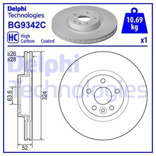 Диск тормозной Delphi BG9342C для Volvo XC60