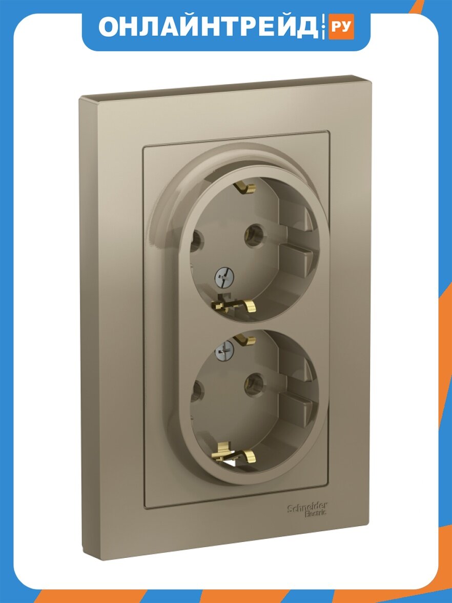 Розетка Systeme Electric (schneider Electric) SCHNEIDER ELECTRIC ATLASDESIGN 16А, в сборе, шампань ATN000524