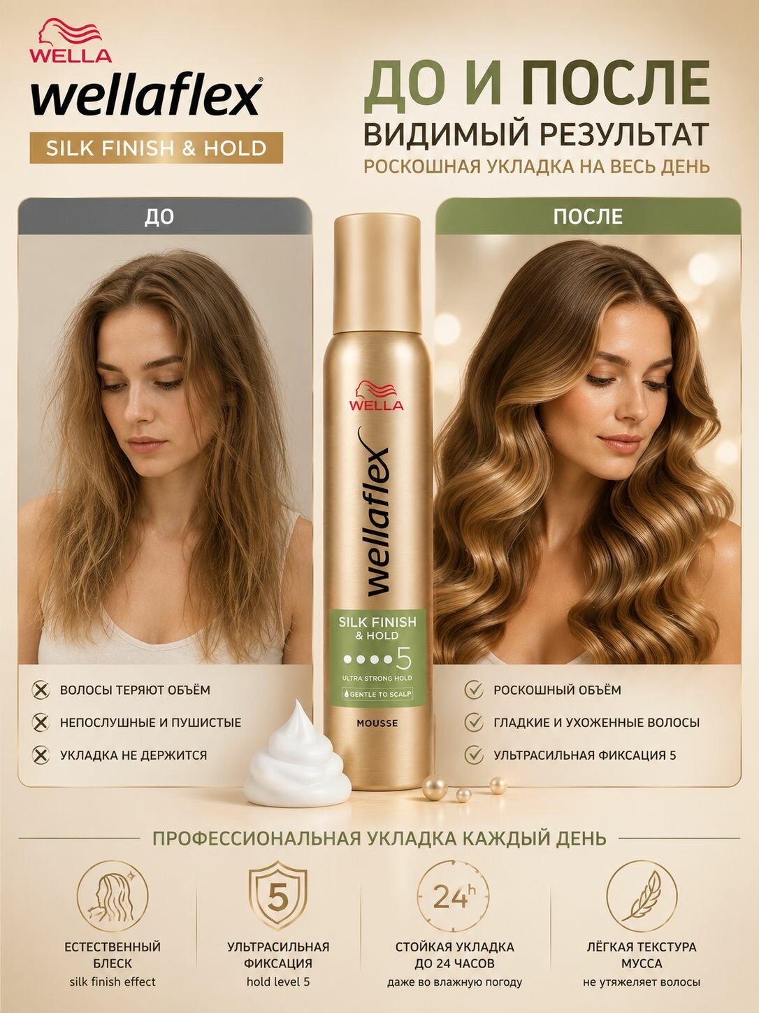 Wella Мусс для волос, 200 мл — фото 1