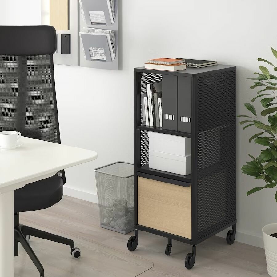 Модуль для хранения IKEA BEKANT (икеа бекант), сетка/черный, 41x101 см